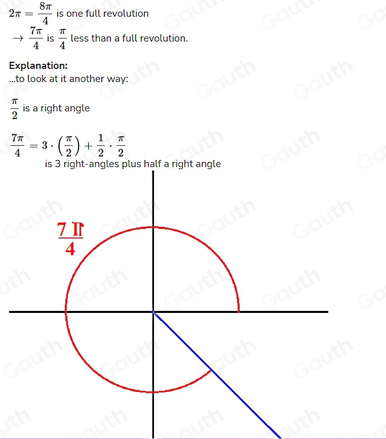 Solved: Select the figure with an angle of 7π /4 on a circle in ...