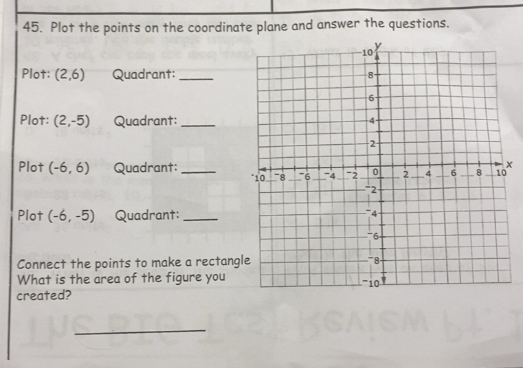 Solved: Plot the points on the coordinate plane and answer the ...
