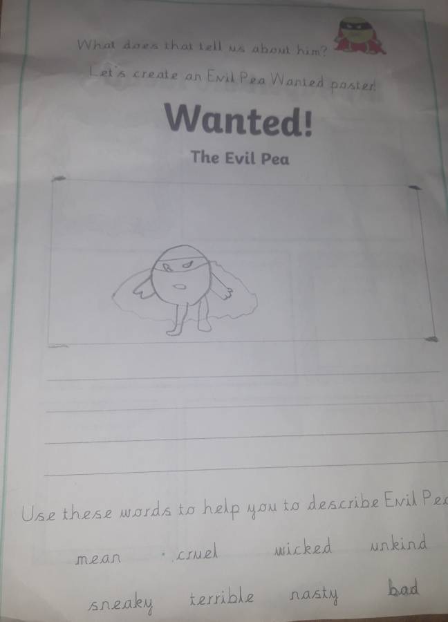 Solved: What does that tell us about him? Let's create an Evil Pea ...