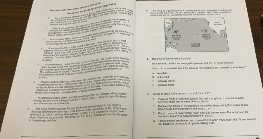 Solved: Read the article. Then answer questions 4 through 9 Plastic and ...