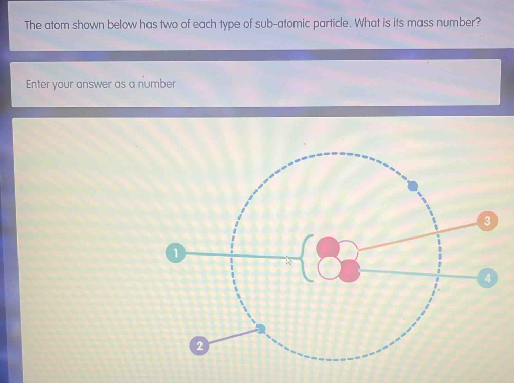Solved: The atom shown below has two of each type of sub-atomic ...