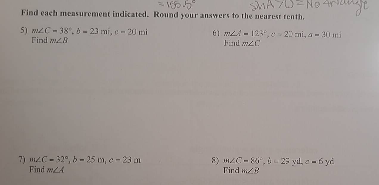 Solved: Find each measurement indicated. Round your answers to the ...
