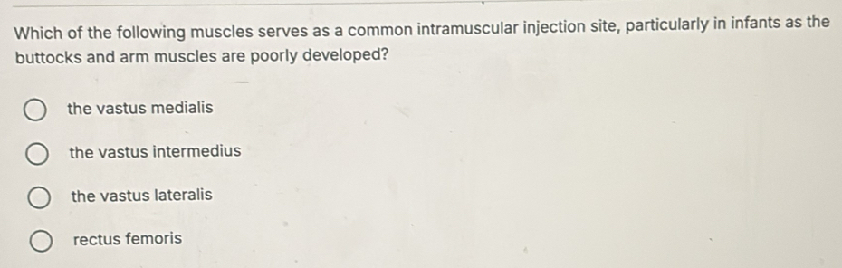 Solved: Which of the following muscles serves as a common intramuscular ...