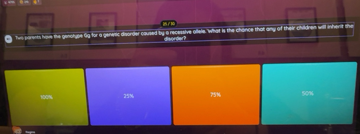 Solved: 25 / 30 Two parents have the genotype Gg for a genetic disorder ...