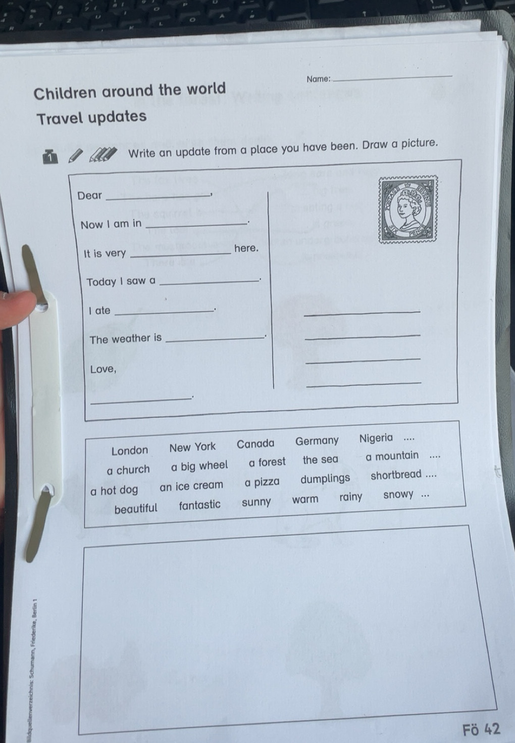 Gelöst:Name: _ Children around the world Travel updates Write an update ...