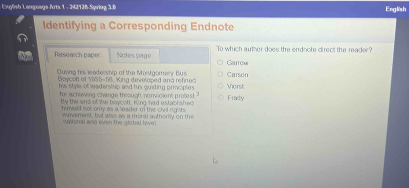 Solved: English Language Arts 1 - 242128-Spring 3.0 English Identifying ...