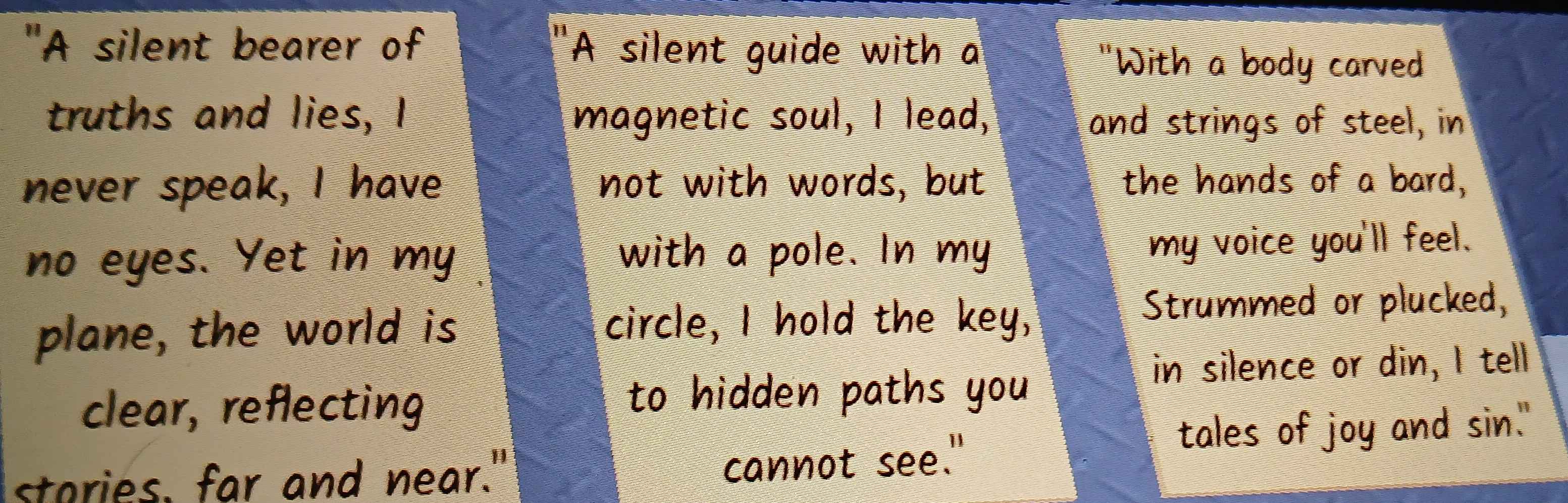 Solved: "A silent bearer of 'A silent guide with a "With a body carved ...