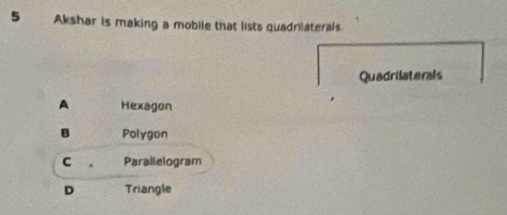 Solved: Akshar is making a mobile that lists quadrilaterals ...