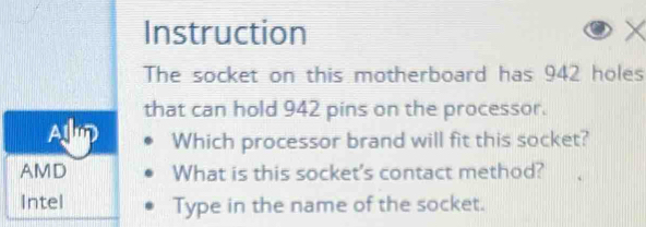 Solved: Instruction The socket on this motherboard has 942 holes that can hold 942 pins on the p ...