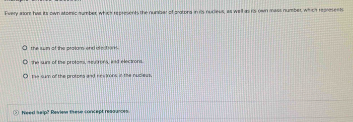 Solved: Every atom has its own atomic number, which represents the ...