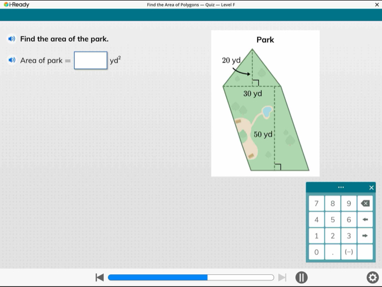 Solved: i-Ready Find the Area of Polygons — Quiz — Level F × Find the ...