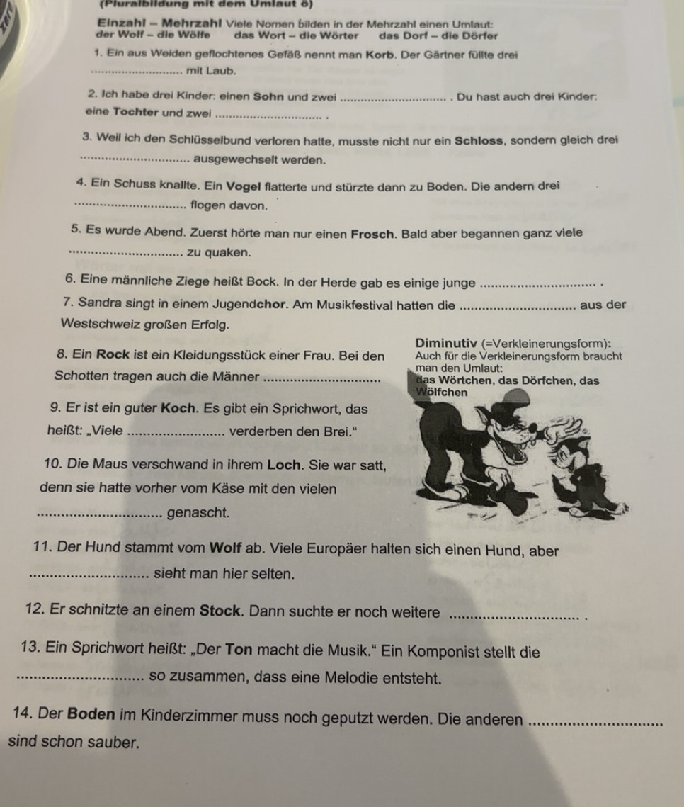 Gelöst:(Pluralbildung mit dem Umlaut ö) Einzahl - Mehrzahl Viele Nomen ...