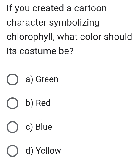 Solved: If you created a cartoon character symbolizing chlorophyll ...