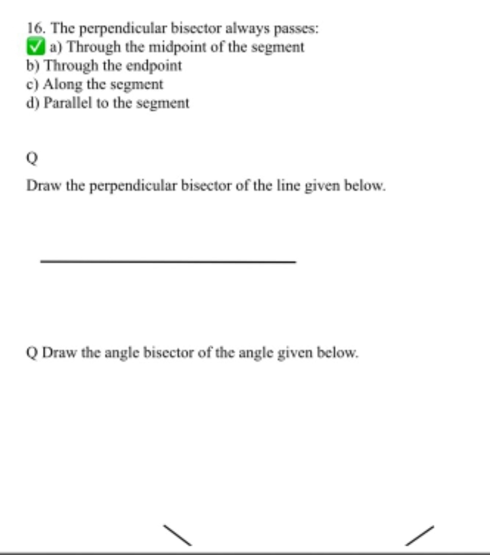 تم الحل:The perpendicular bisector always passes: a) Through the ...