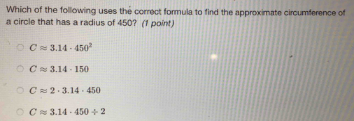 Solved: Which of the following uses the correct formula to find the ...