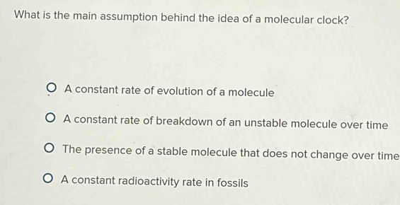 Solved: What is the main assumption behind the idea of a molecular ...