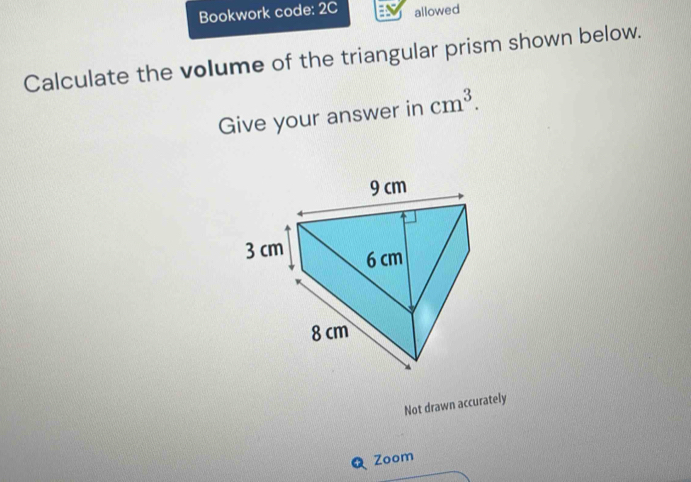 Solved: Bookwork code: 2C allowed Calculate the volume of the ...