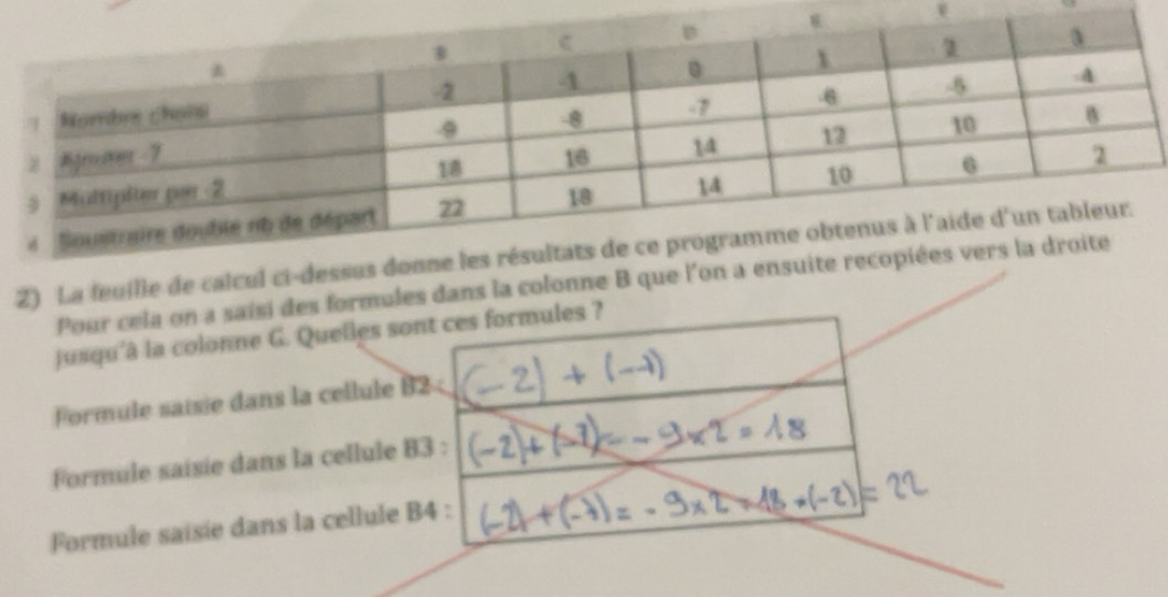 Résolu :La feuille de calcul ci-des Pour cela on a saisi des formules ...