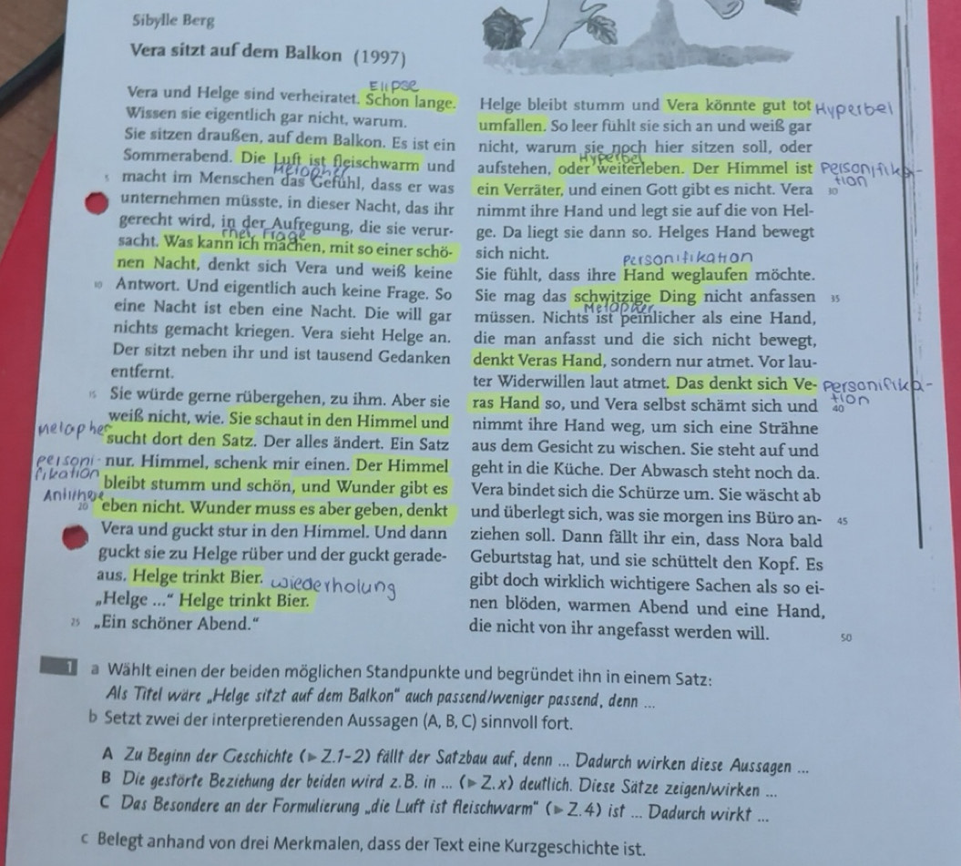 Gelöst:Sibylle Berg Vera sitzt auf dem Balkon (1997) Vera und Helge ...