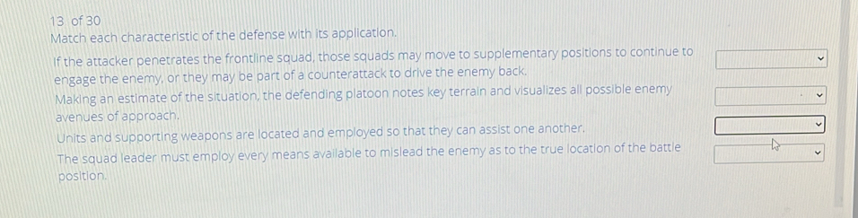 Solved: of 30 Match each characteristic of the defense with its ...