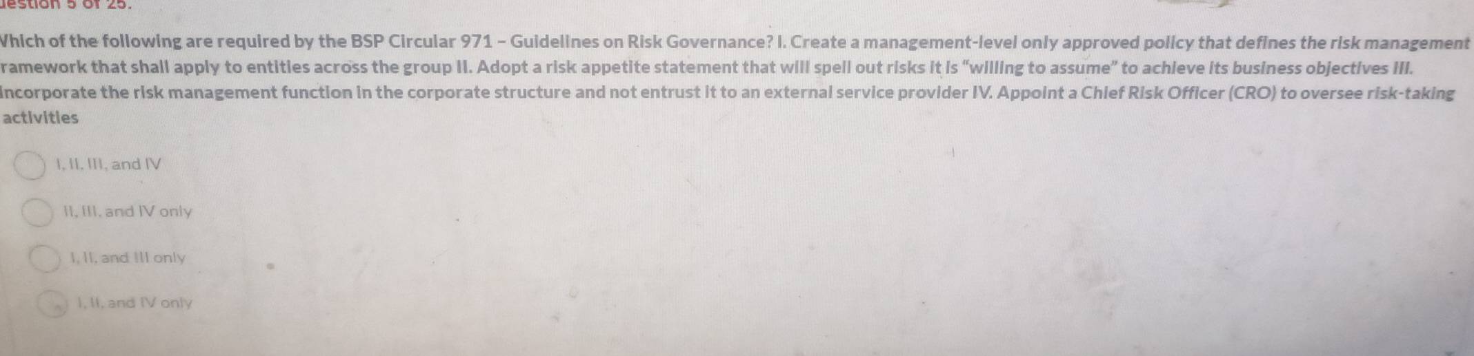Solved: Which of the following are required by the BSP Circular 971 ...