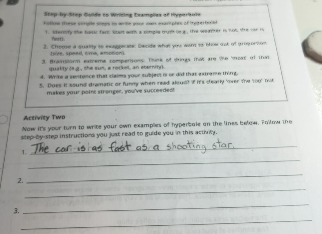 Solved: Step-by-Step Guide to Writing Examples of Hyperbole Follow ...