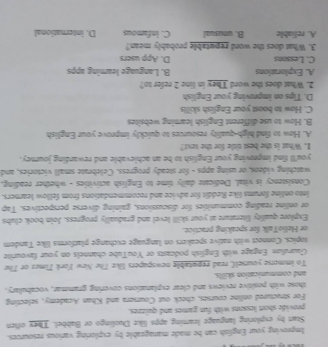 Giải quyết:Improving your English can be made manageable by exploring ...