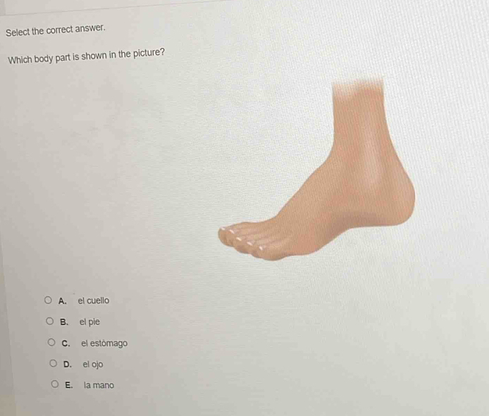 Solved: Select the correct answer. Which body part is shown in the ...