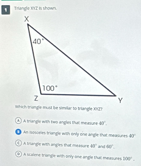 Solved: Triangle XYZ is shown. A A triangle with two angles that ...