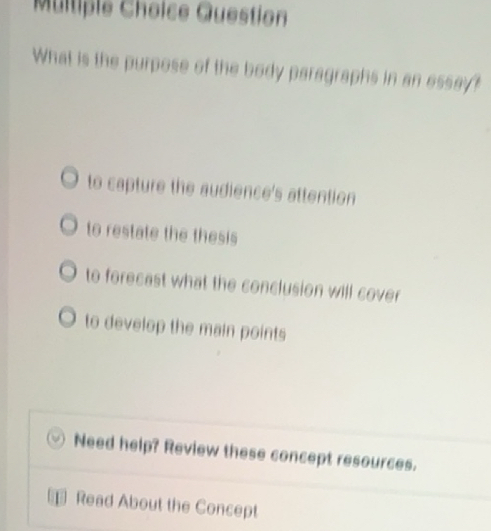 Solved: Question What is the purpose of the body paragraphs in an essay ...
