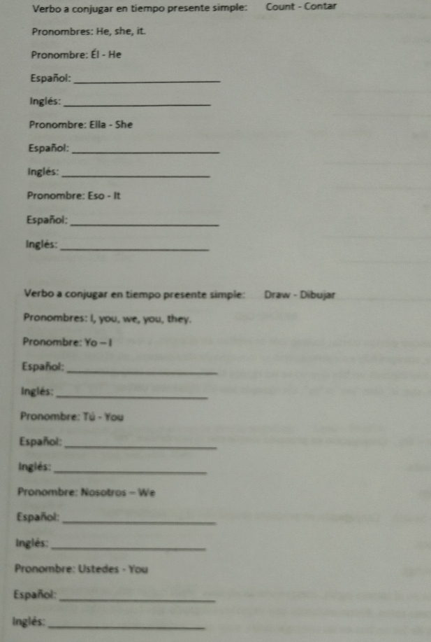 Resuelto:Verbo a conjugar en tiempo presente simple: Count - Contar ...