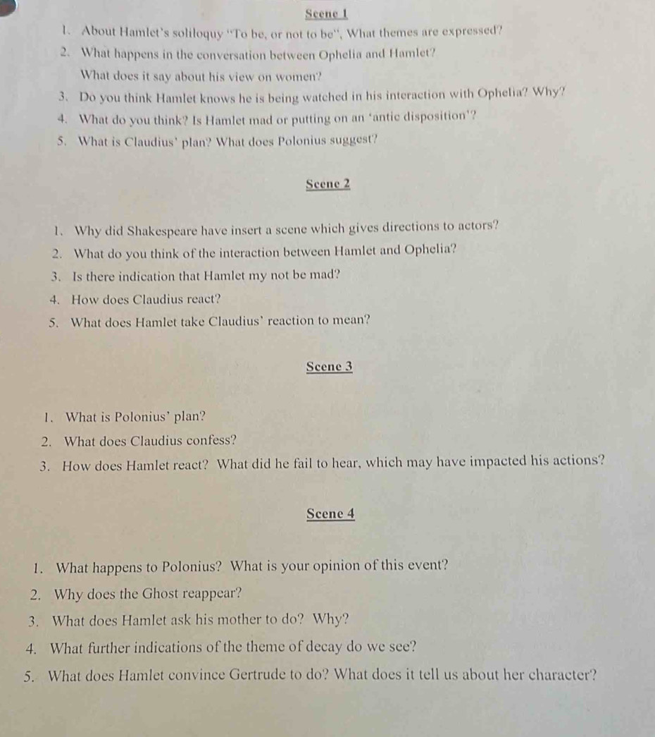 Solved: Seene 1 1. About Hamlet’s soliloquy ''To be, or not to be ...