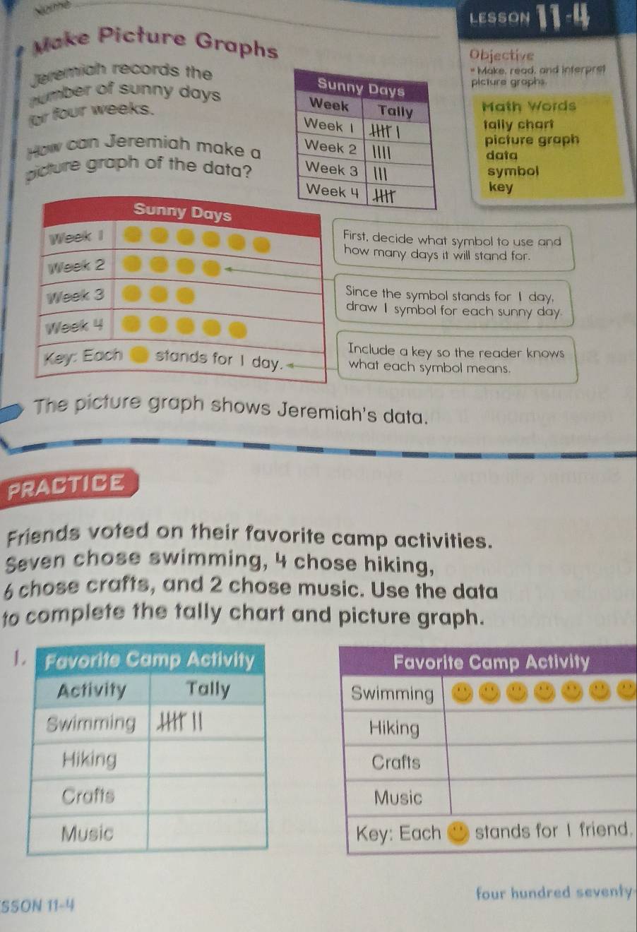 Solved: LESSON Make Picture Graphs Objective Jeremiah records the" Make ...