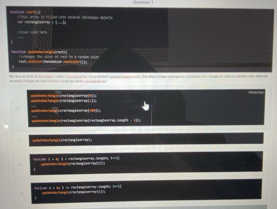 Solved: function start() //this array is filled with several Rectangle ...
