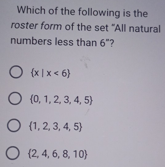 Solved: Which of the following is the roster form of the set “All ...