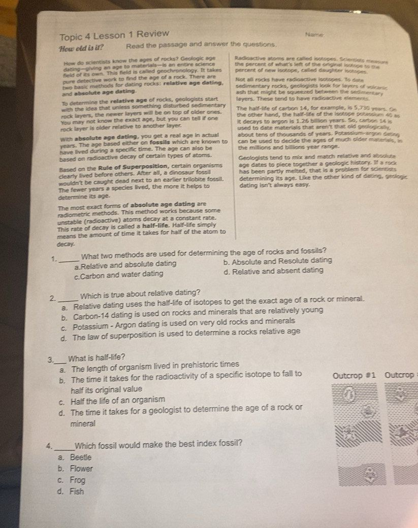 Solved: Topic 4 Lesson 1 Review Name How old is it? Read the passage ...