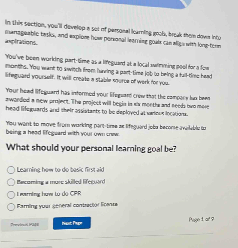 Solved: In this section, you'll develop a set of personal learning ...