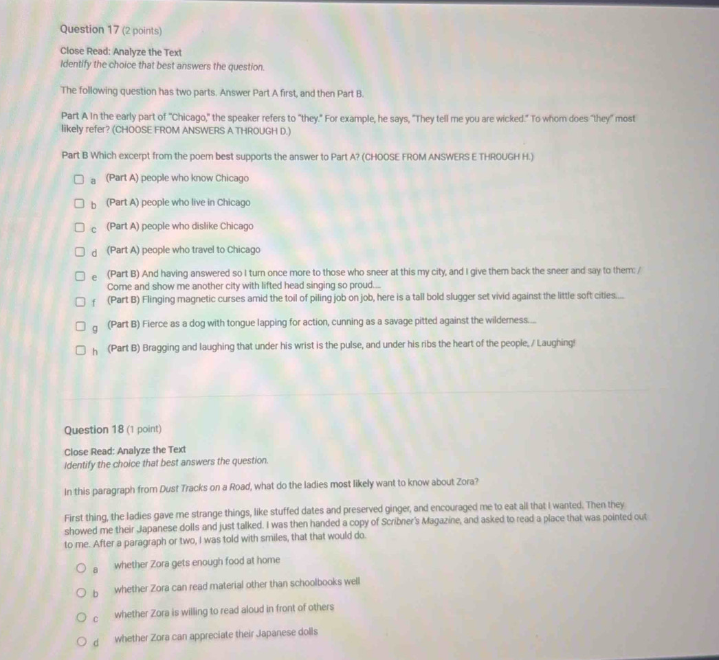 Solved: Close Read: Analyze the Text Identify the choice that best ...