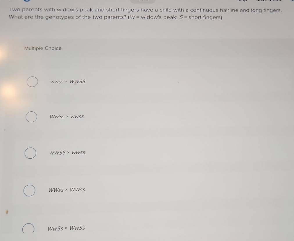 Solved: Iwo parents with widow's peak and short fingers have a child ...