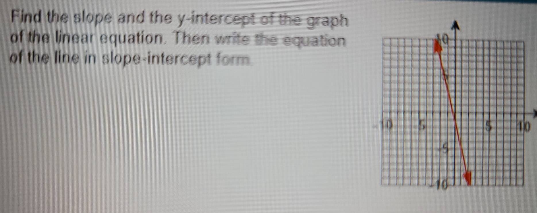 Solved: Find the slope and the y-intercept of the graph of the linear equation. Then write the ...