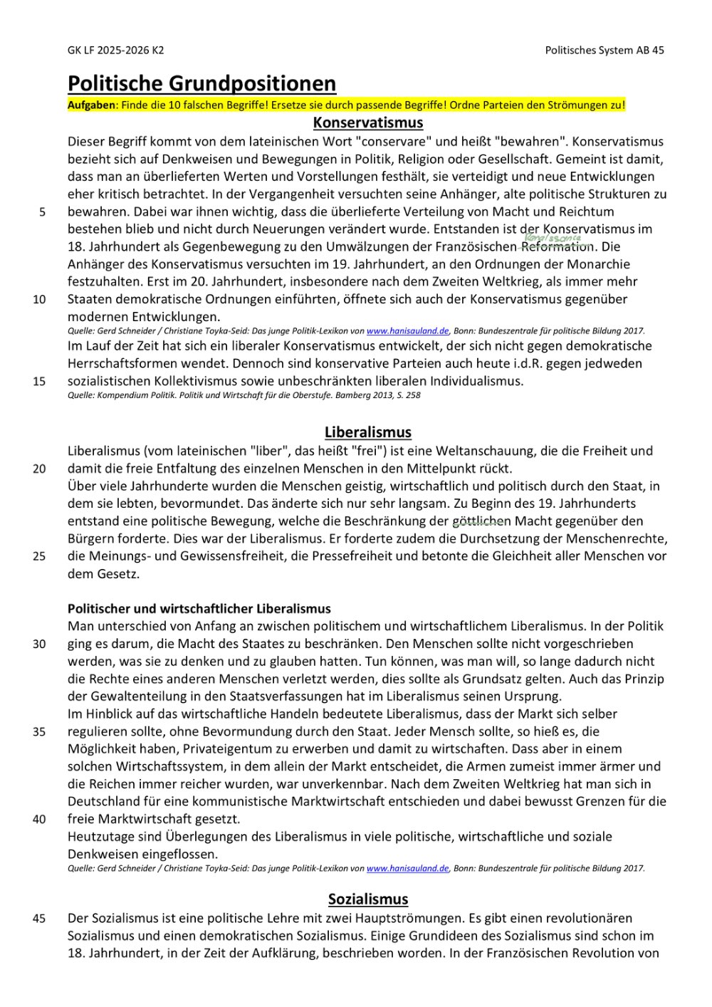 Gelöst:GK LF 2025-2026 K2 Politisches System AB 45 Politische ...