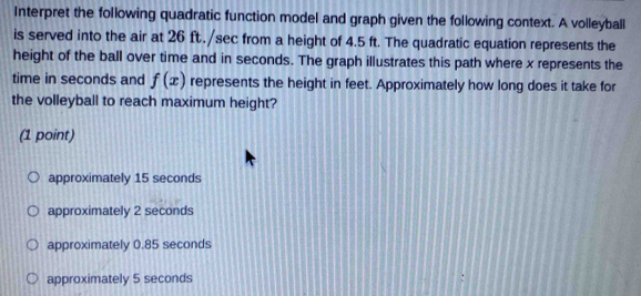 Solved: Interpret the following quadratic function model and graph ...