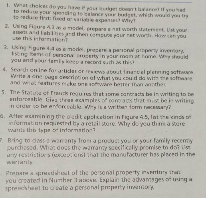 Solved: What choices do you have if your budget doesn't balance? If you ...
