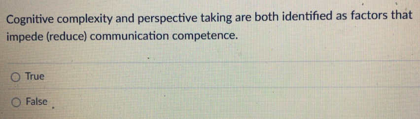 Solved: Cognitive complexity and perspective taking are both identifed as factors that impede ...