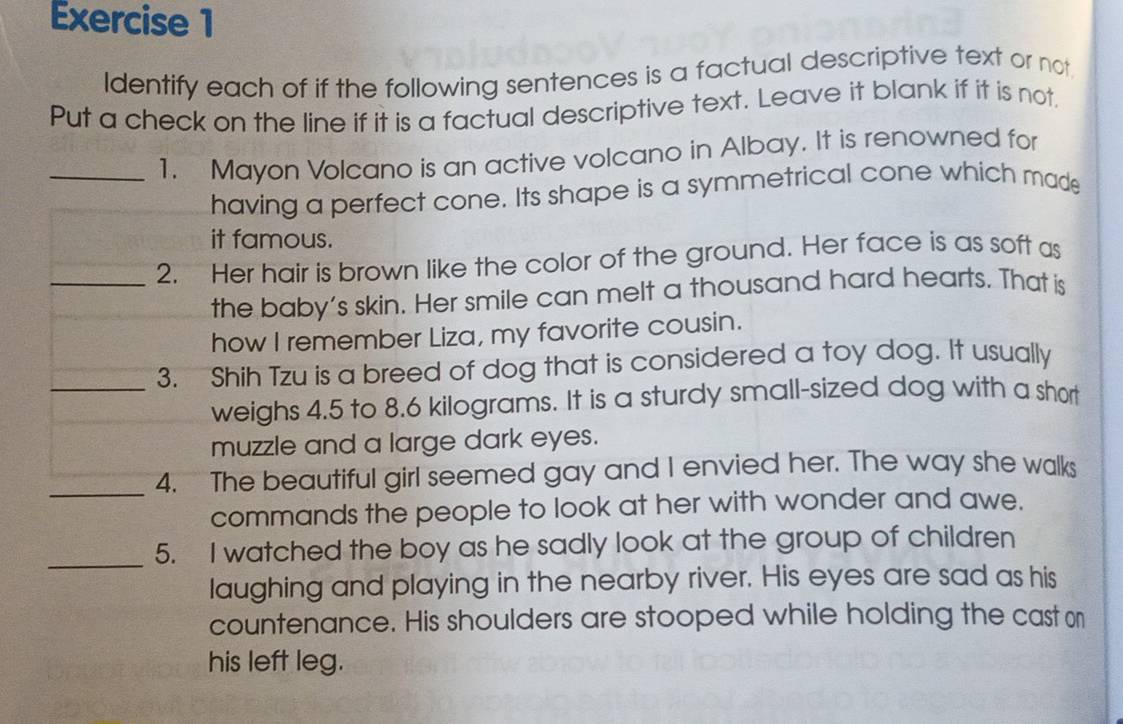 Solved: Identify each of if the following sentences is a factual ...