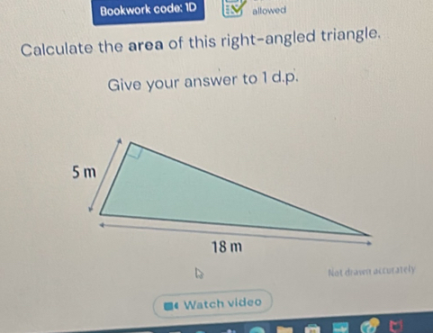 Solved: Bookwork code: 1D allowed Calculate the area of this right ...