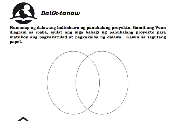 Solved: Balik-tanaw Humanap ng dalawang halimbawa ng panukalang ...