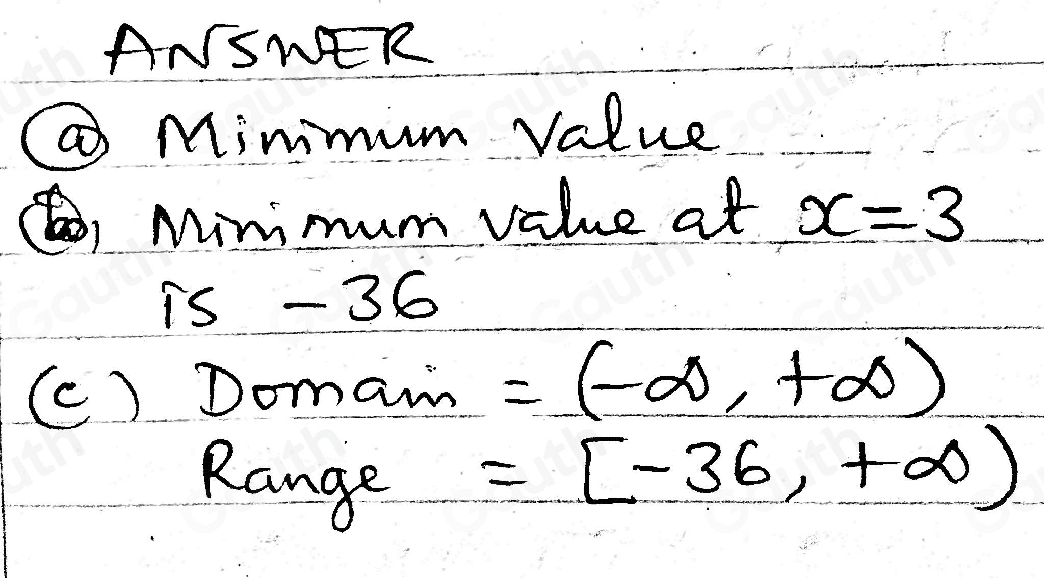 Solved: Consider the function f(x)=3x^2-18x-9. a. Determine, without ...