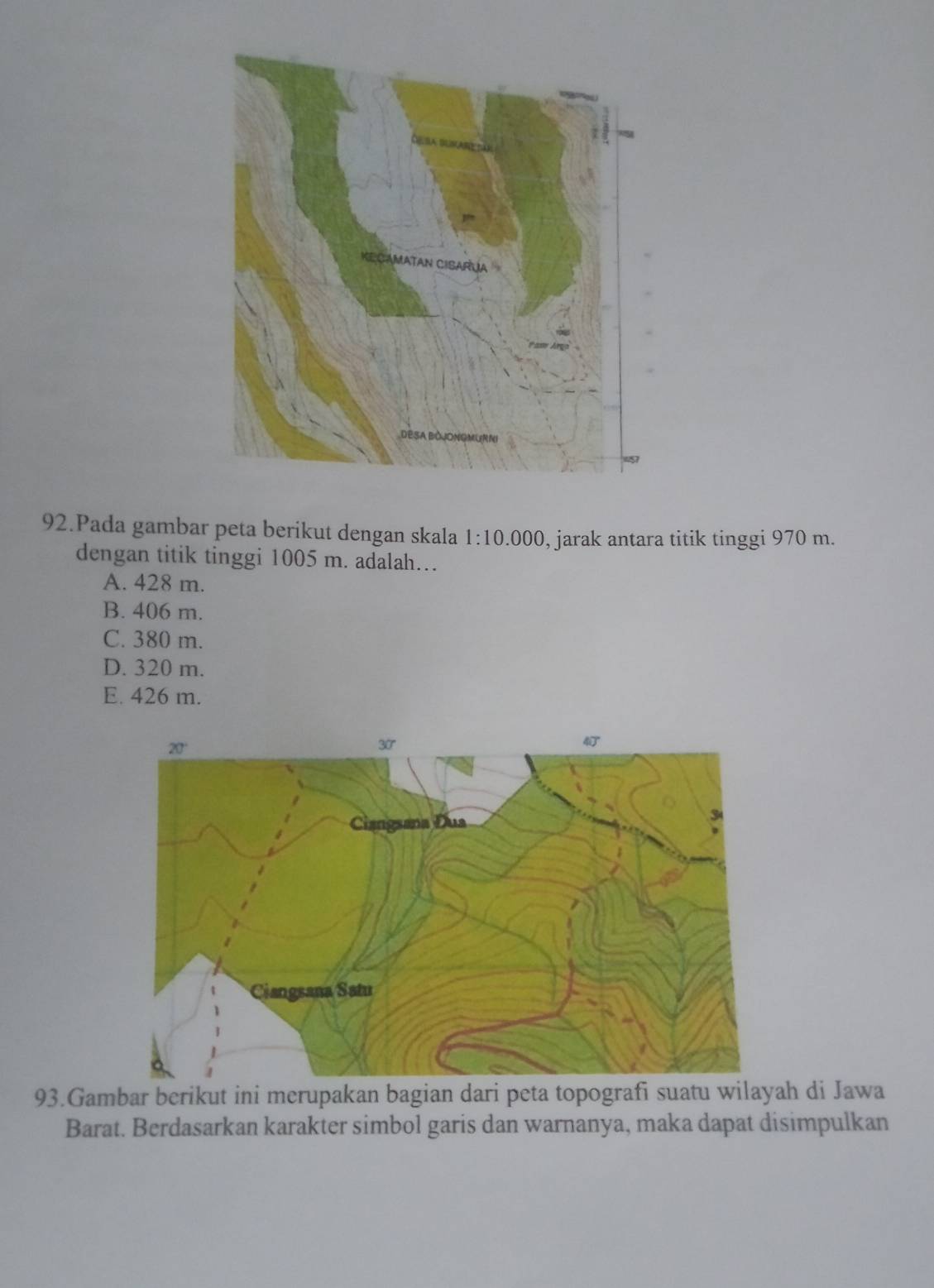 Telah dijawab:Pada gambar peta berikut dengan skala 1:10.000 , jarak ...