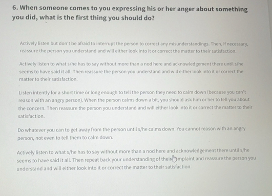 Solved: When someone comes to you expressing his or her anger about ...